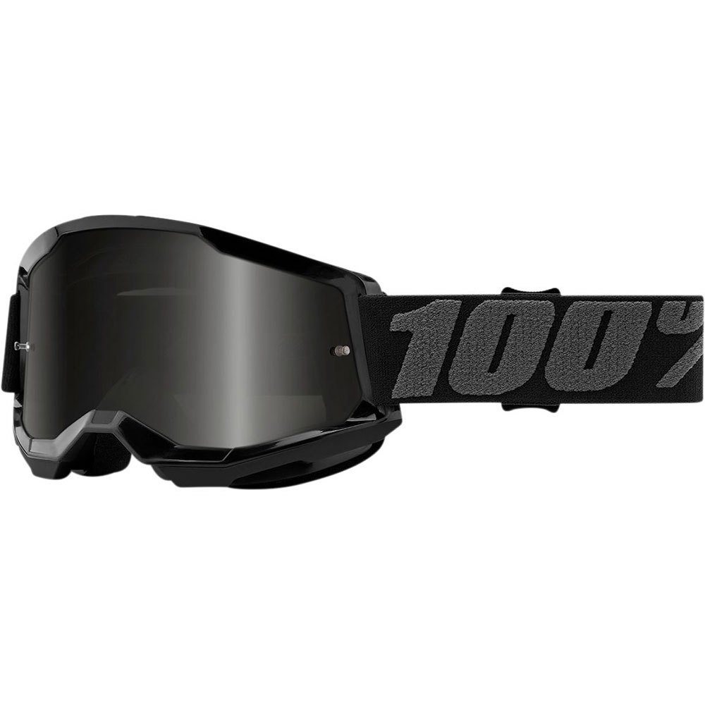 משקפי אבק 100% שחור עדשת מראה - STRATA 2 FLUO GOGGLE BLACK - Motocenter