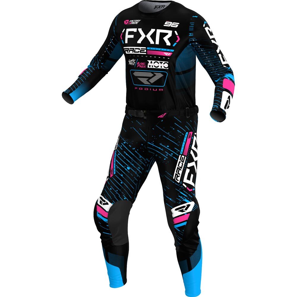 חליפת רכיבה אף אקס אר שחור/ כחול/ ורוד - FXR RACING PODIUM GEAR V25 ...