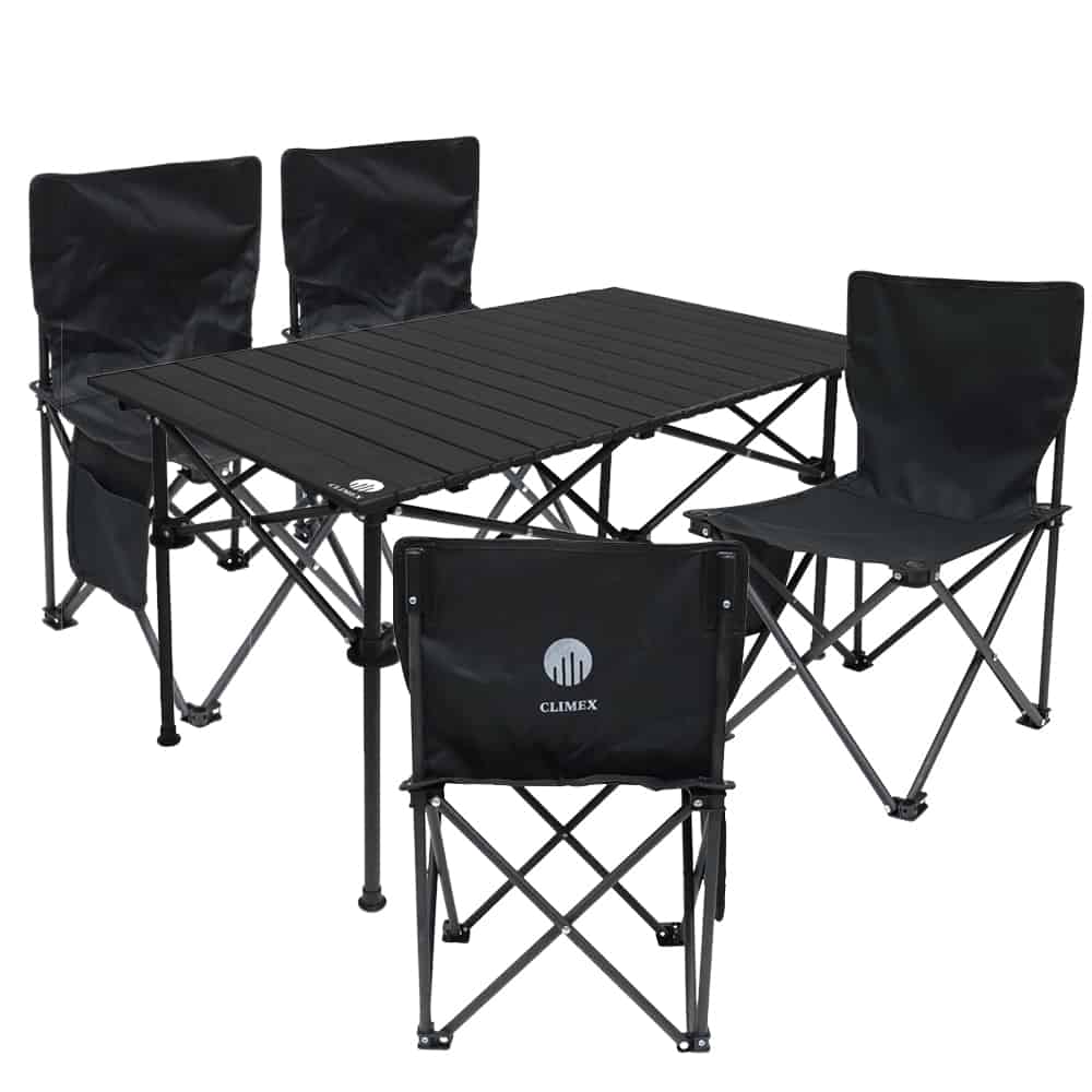סט מיני מתקפל שולחן עם ארבעה כסאות קמפינג שחור סלימקס - CLIMEX CL 408 - Motocenter